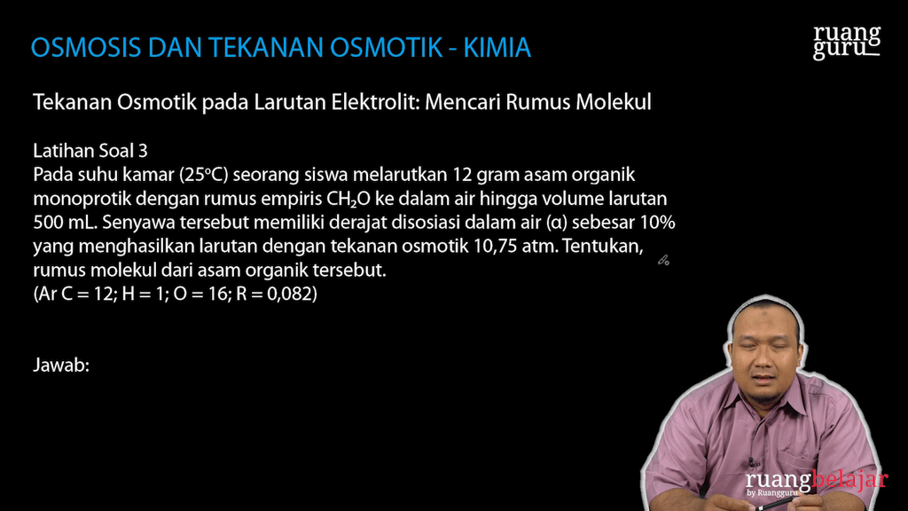 Video belajar Soal Tekanan Osmotik pada Larutan Elektrolit 3 Kimia ...