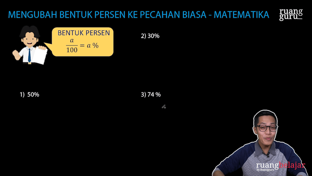 Video belajar Mengubah Bentuk Persen ke Pecahan Biasa Matematika untuk ...