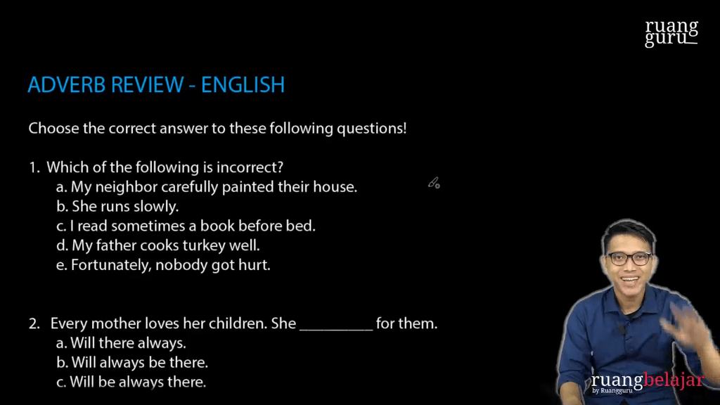 Video belajar Adverb Review Bahasa Inggris untuk Kelas 11