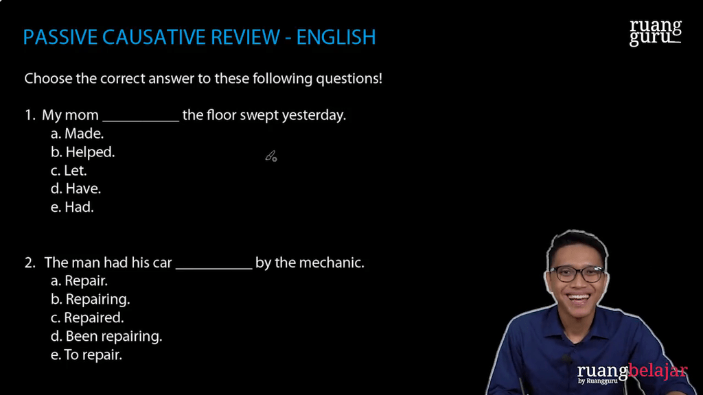 Video belajar Passive Causative Review Bahasa Inggris untuk Kelas 12