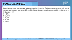 Suatu larutan urea mempunyai tekanan uap 24,5 mmHg...