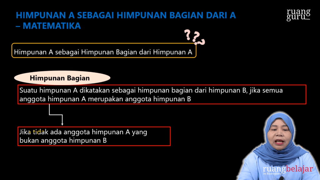 Video belajar Himpunan A sebagai Himpunan Bagian dari A Matematika ...